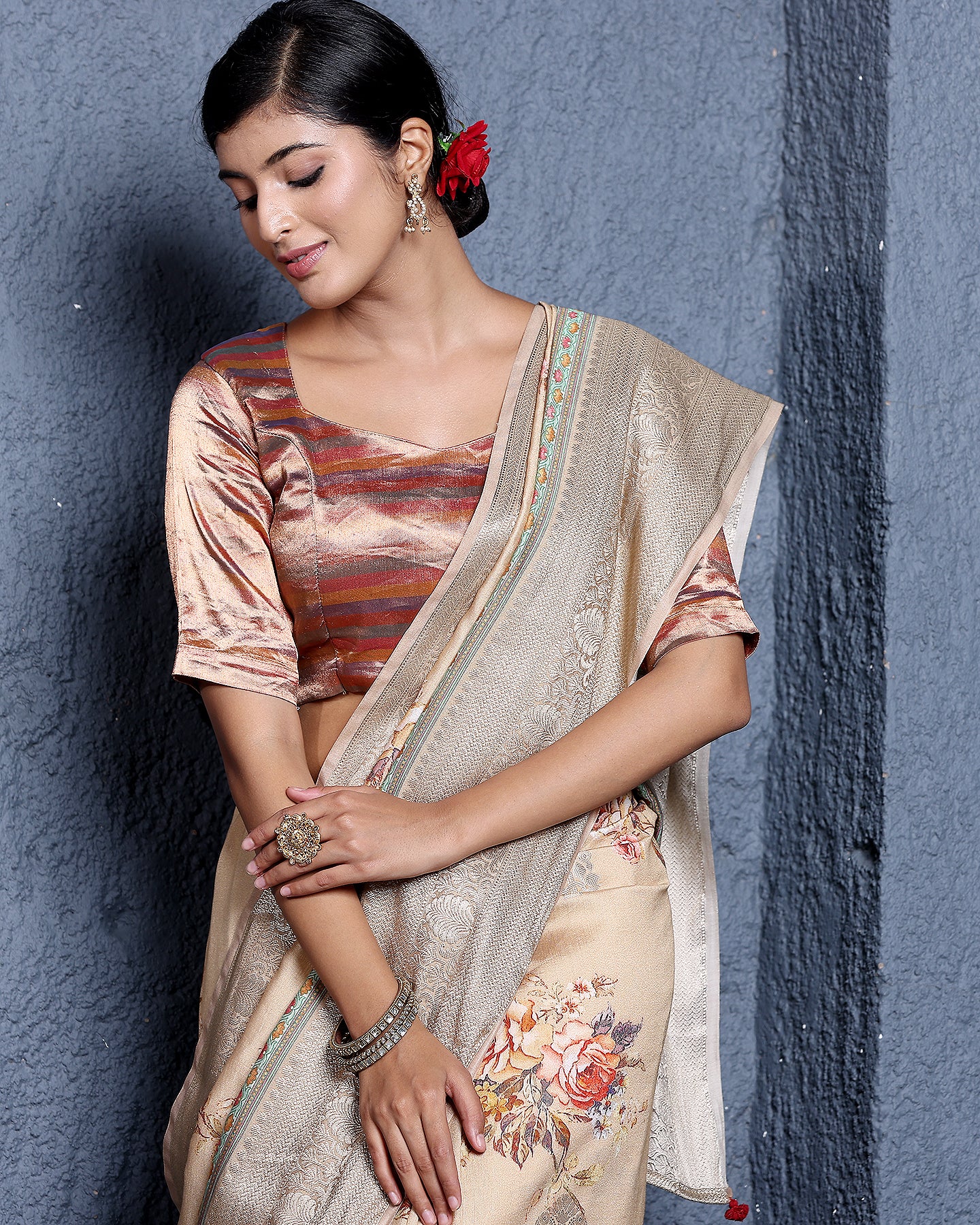 Floral Chiniya Silk Saree