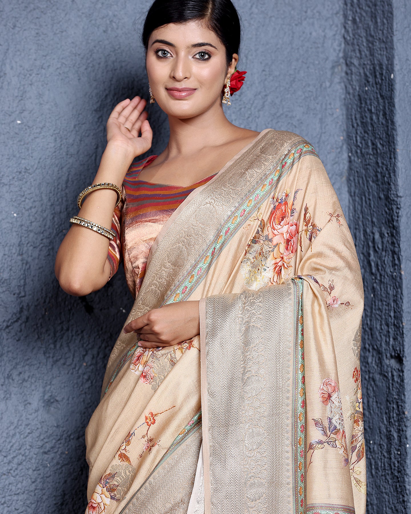 Floral Chiniya Silk Saree